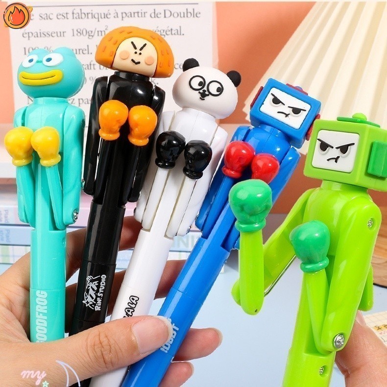 Creative Funny Robot Boxing Pen Cartoon Push-button Ballpoint Pen ...
