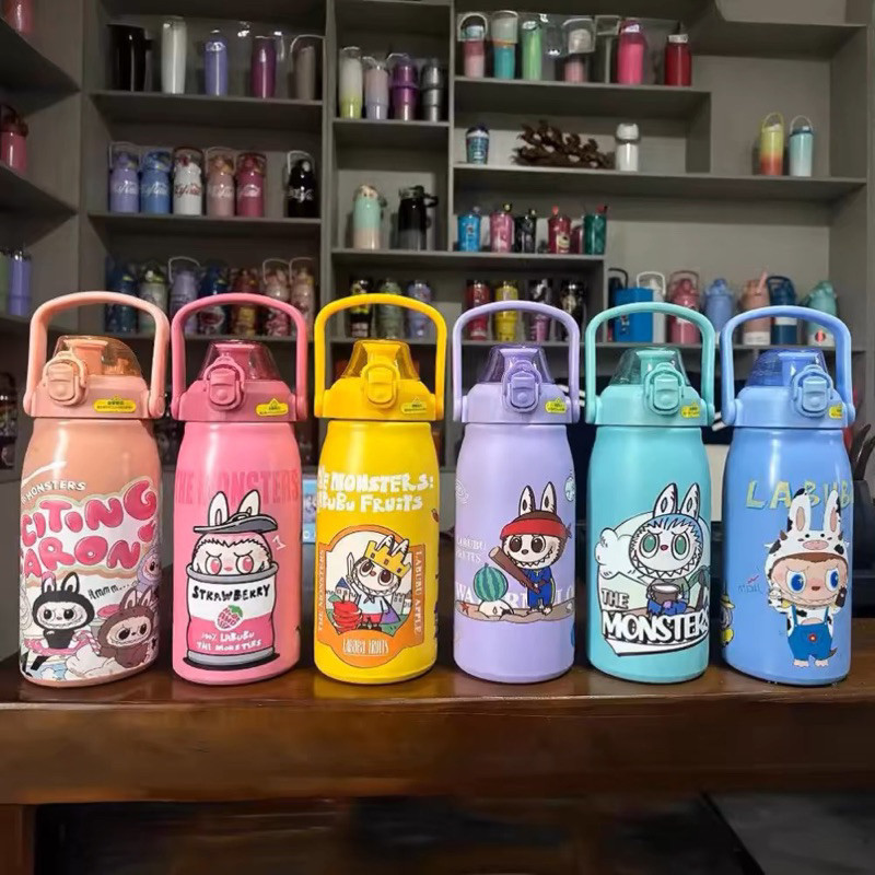 Labubu thermos bottle with convenient 1200ml handle | Shopee Malaysia
