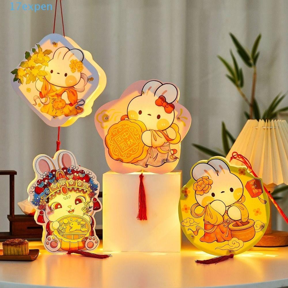EXPEN Mid-Autumn Festival Lantern DIY, Handmade Glowing Handheld Rabbit ...