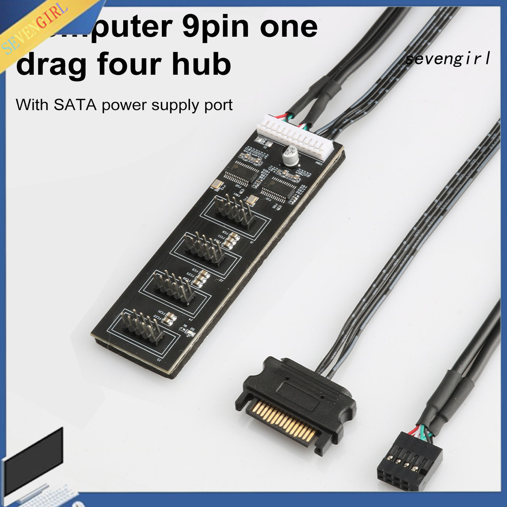 {SG} USB 2.0 Header Splitter with SATA Power Cable 1 to 4 9Pin ...