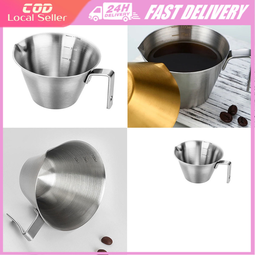 100ml Espresso Measuring Cup with Scale Stainless Steel Coffee Pourer ...