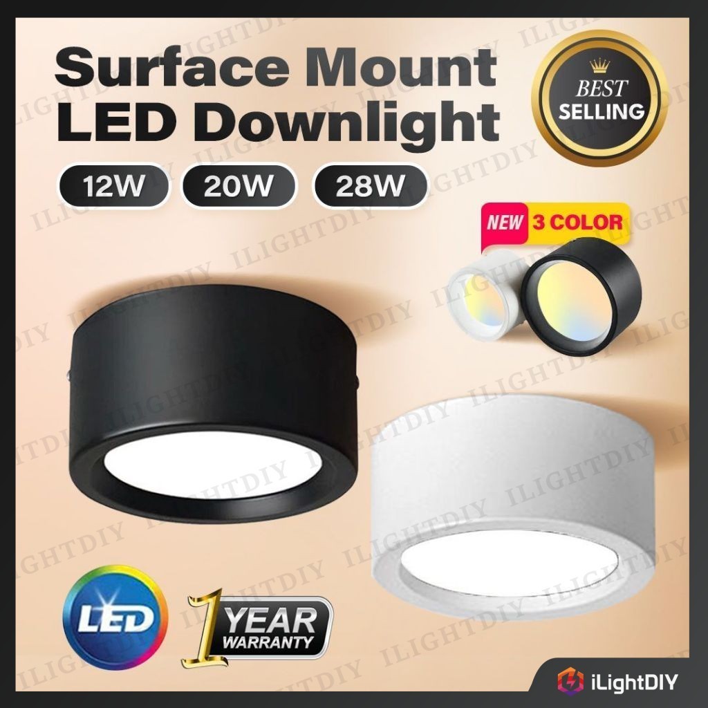 12W 20W 28W 4″/5.5″/7″ BLACK/WHITE LED SURFACE DOWNLIGHT LAMPU LED ...