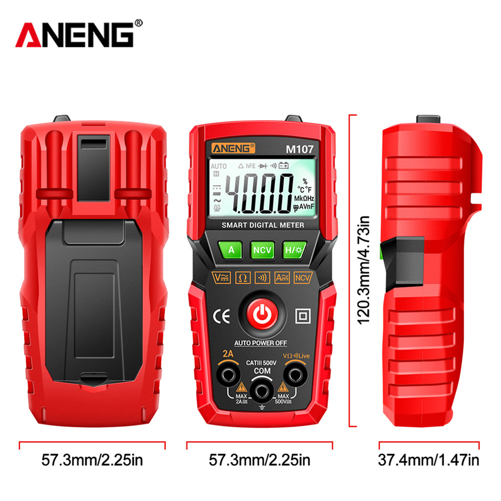 ANENG M107/M108 High Precision 4000 Counts Smart Digital Multimeter LCD Resistance NCV Portable ...