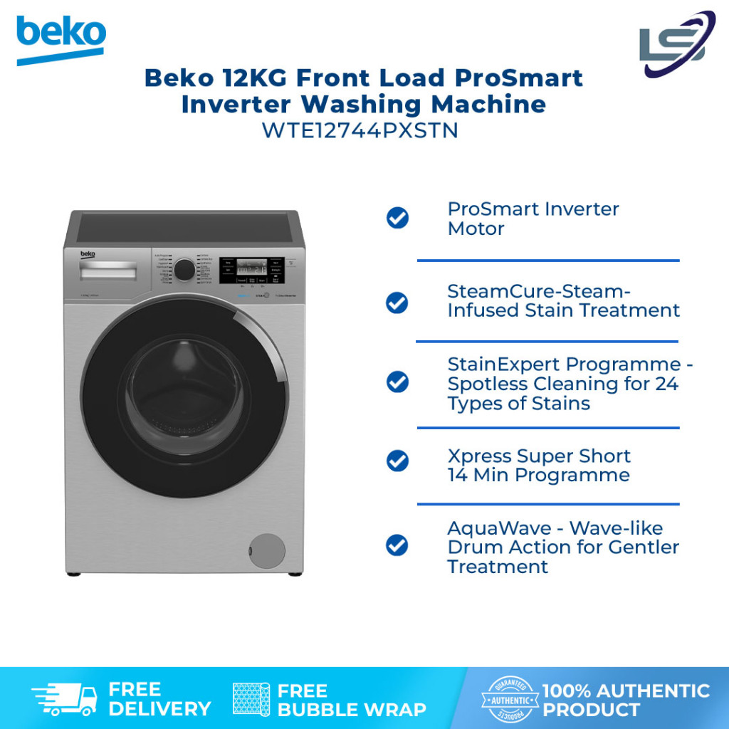 Beko 12KG Front Load ProSmart Inverter Washing Machine WTE12744PXSTN ...
