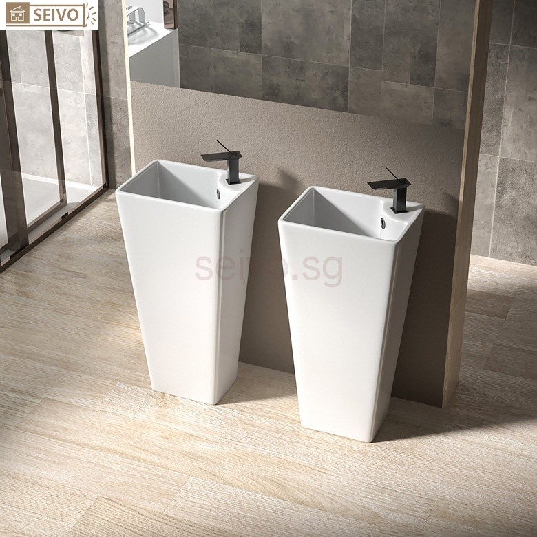 Integrated Wash Basin Balcony Column Washbasin Hotel Ceramic One-Piece ...