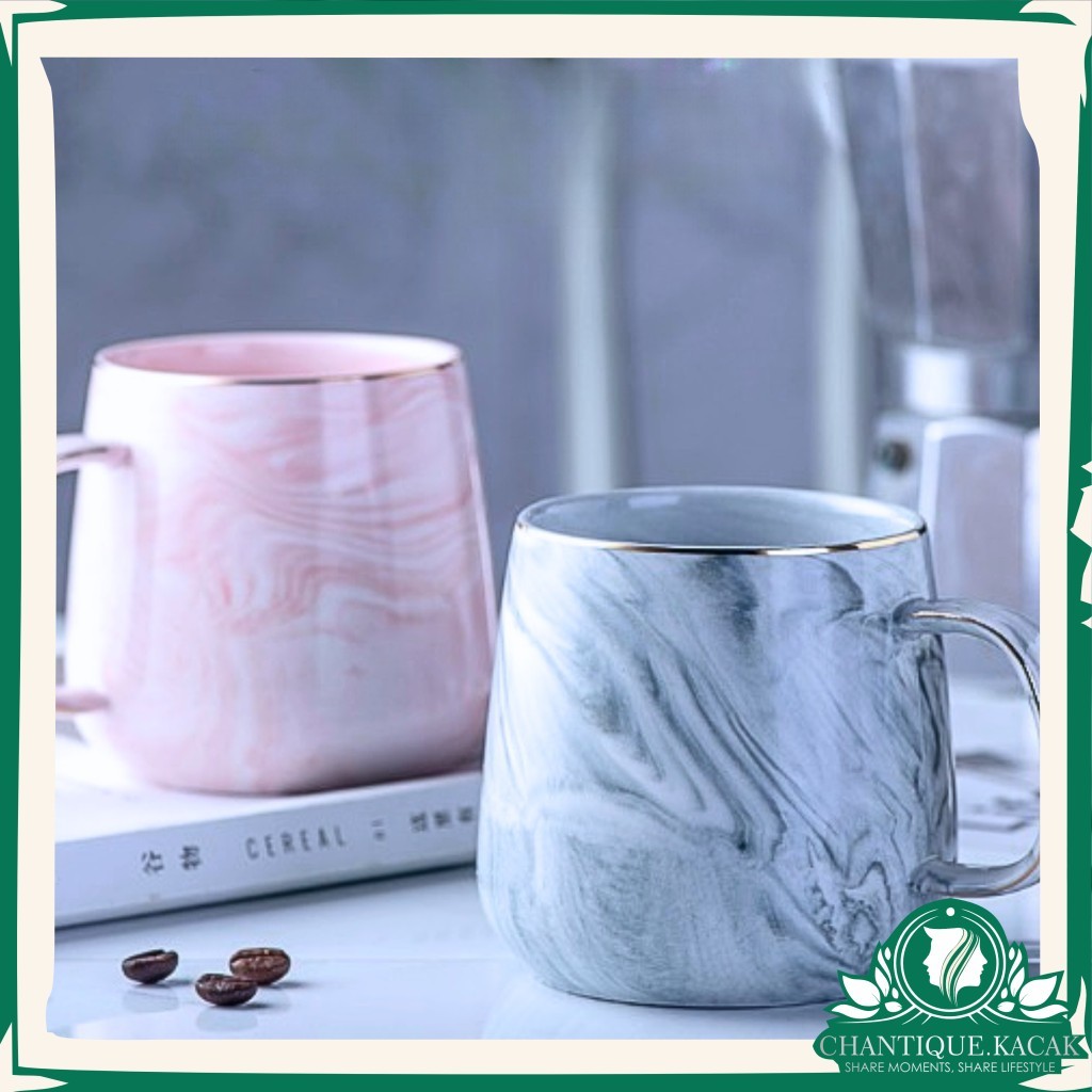 CK Coffee Ceramic Marble Mug Aesthetics Nordic Cup Style Gold Pleated ...