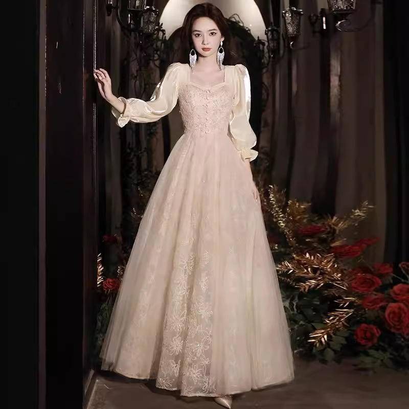 Woman Light Luxury Banquet Host Slim Dress Socialite Party Fairy Dress ...