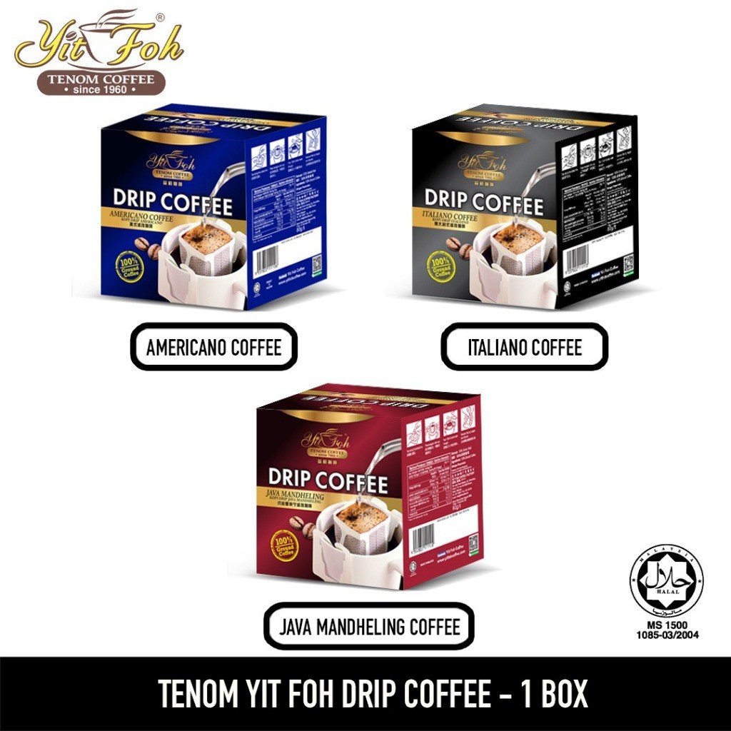 Tenom Yit Foh Drip Coffee Americano/Italiano/Java Mandheling 挂耳咖啡 (10g x 8 Sachets) | Shopee ...