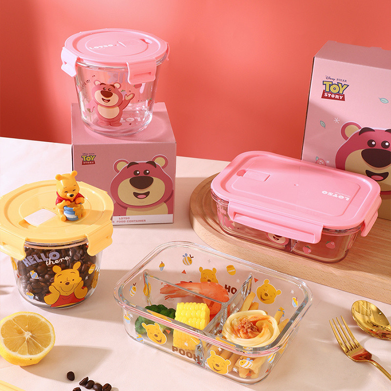 Strawberry Bear Sealed Crisper Borosilicate Glass Lunch Box Microwave ...