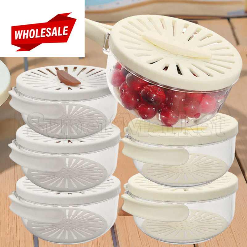 (BC) Plastic Drainage Bowl with Lid - Food Preserve Container ...