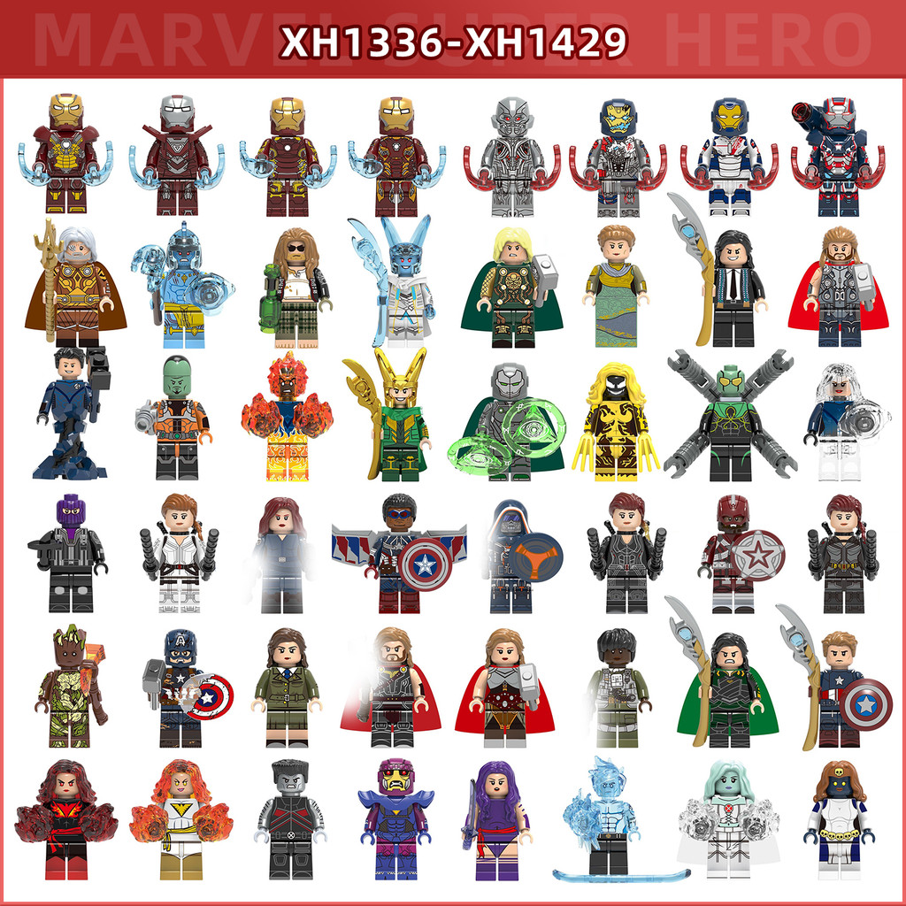Superhero Building Blocks Thor Loki Black Widow Spider-Man Iron Man ...