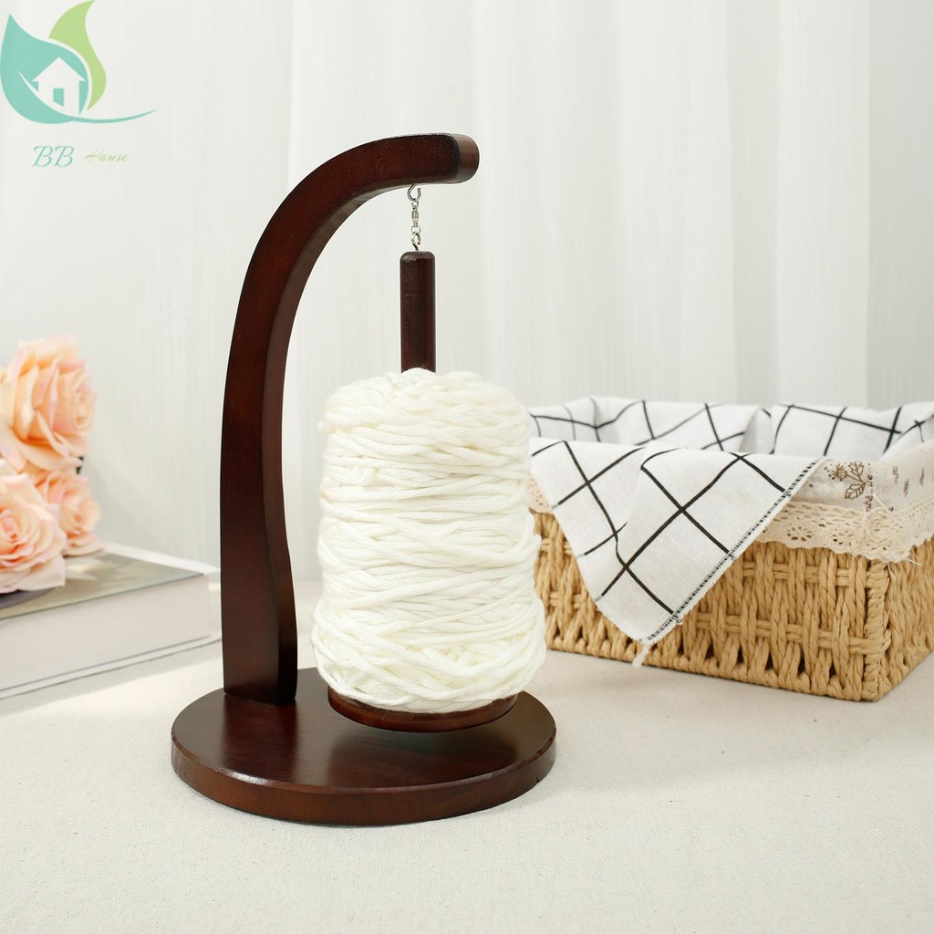 Yarn Holder Wood Yarn Stand 360° Rotating Yarn Spindle Smooth Yarn Ball ...