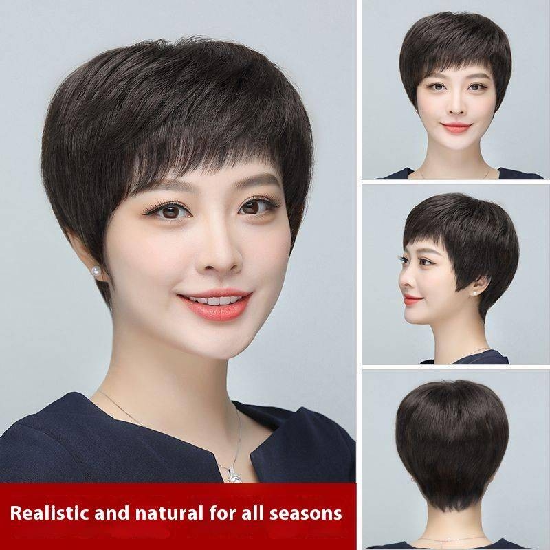 100% Human Hair Wigs For Woman Short Wig Hair Toupees Modern Style Full ...
