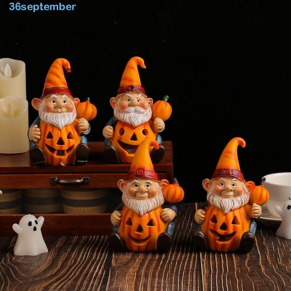 SEPTEMBER Pumpkin Old Men Statue, Realistic Cute Halloween Gnome ...