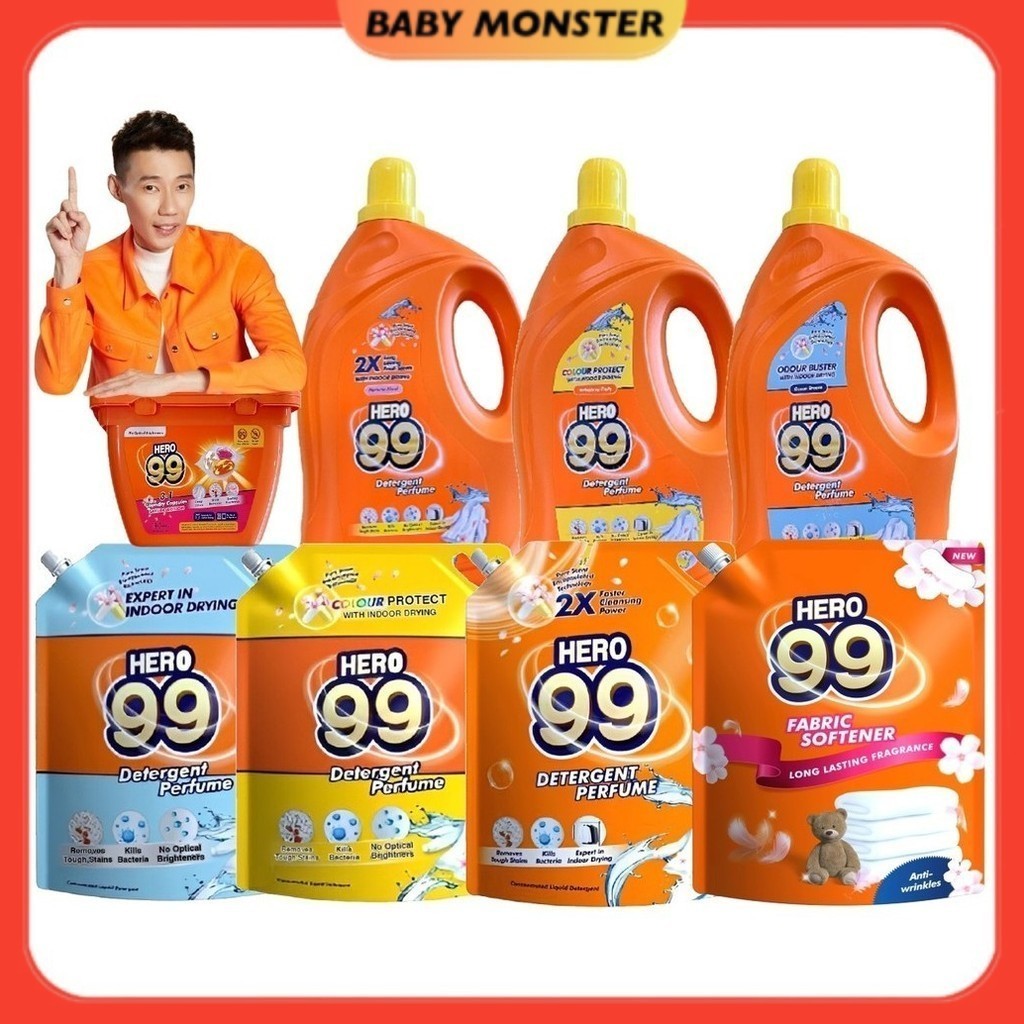 🔥HARGA BORONG🔥BMS HERO 99 Liquid Detergent Perfume Fabric Softener Laundry Capsule Detergen Baju ...