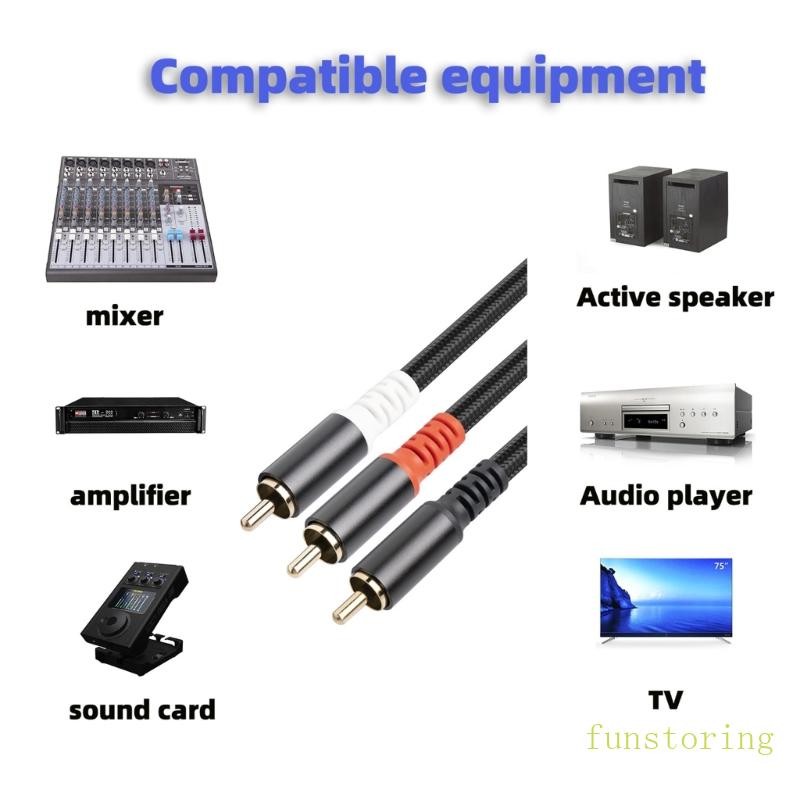 FUN Y Adapter 1 Male to 2 Male Stereo Audiophiles Y Adapter Subwoofer ...