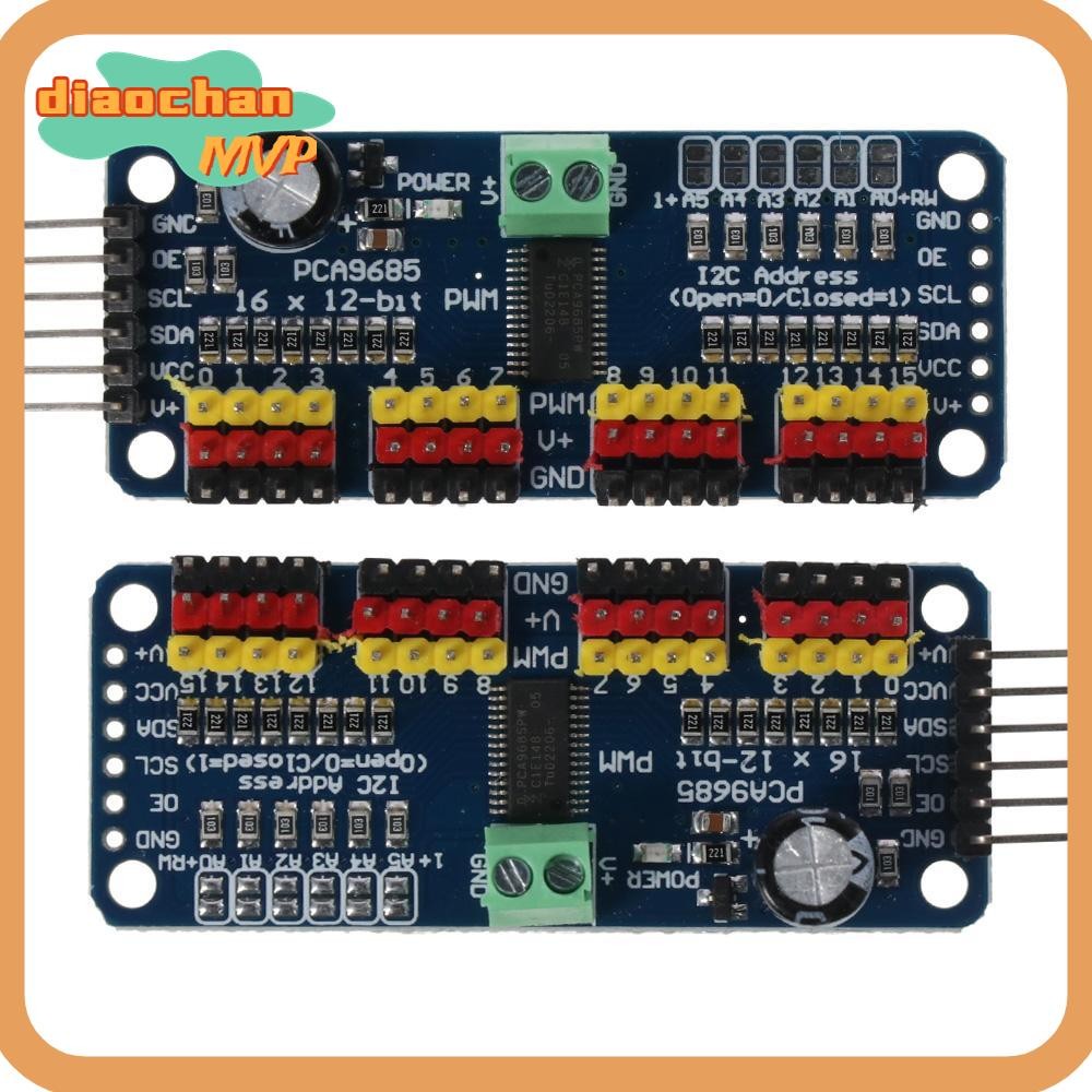 DIACHAMY 2Pcs PWM Servo Motor, PCA9685 16 Channel 12 Bit Driver Board Controller, DIY Kit Shield ...