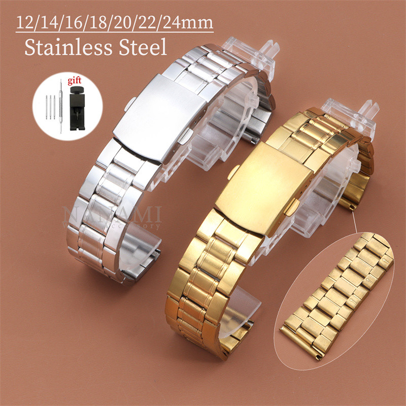 Classic Stainless Steel Watch Strap 12 14 16 18 20 22 24mm Universal ...