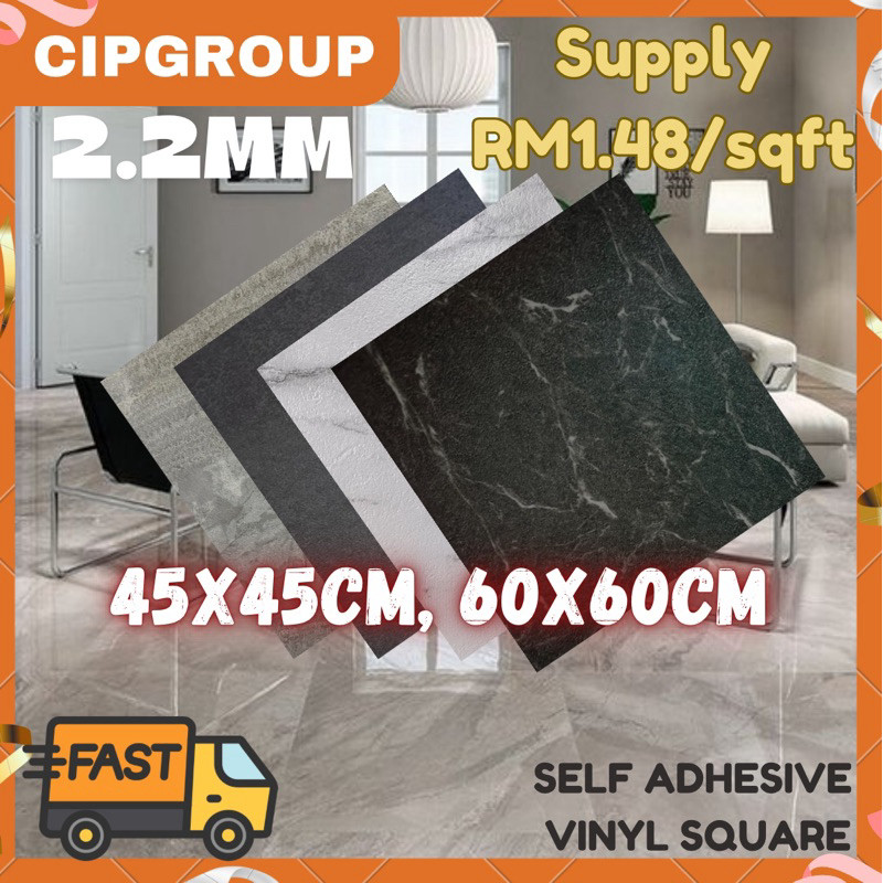 [READY STOCK] 45X45cm & 60X60cm Lantai Vinyl Marmar Jubin Lantai Marmar ...