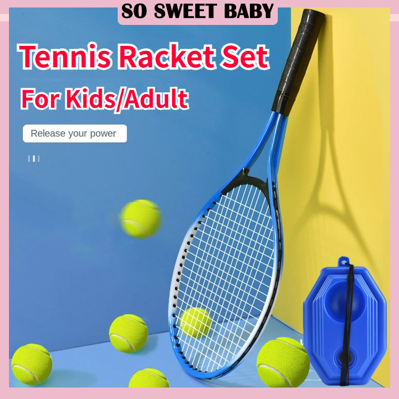 Kids Adult Tennis Racket Set Single Tennis Trainer Beginner Outdoor ...