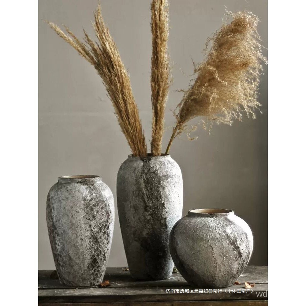 Periuk tanah liat gaya Cina baru retro, hiasan vintej wabi-sabi, pintu ...