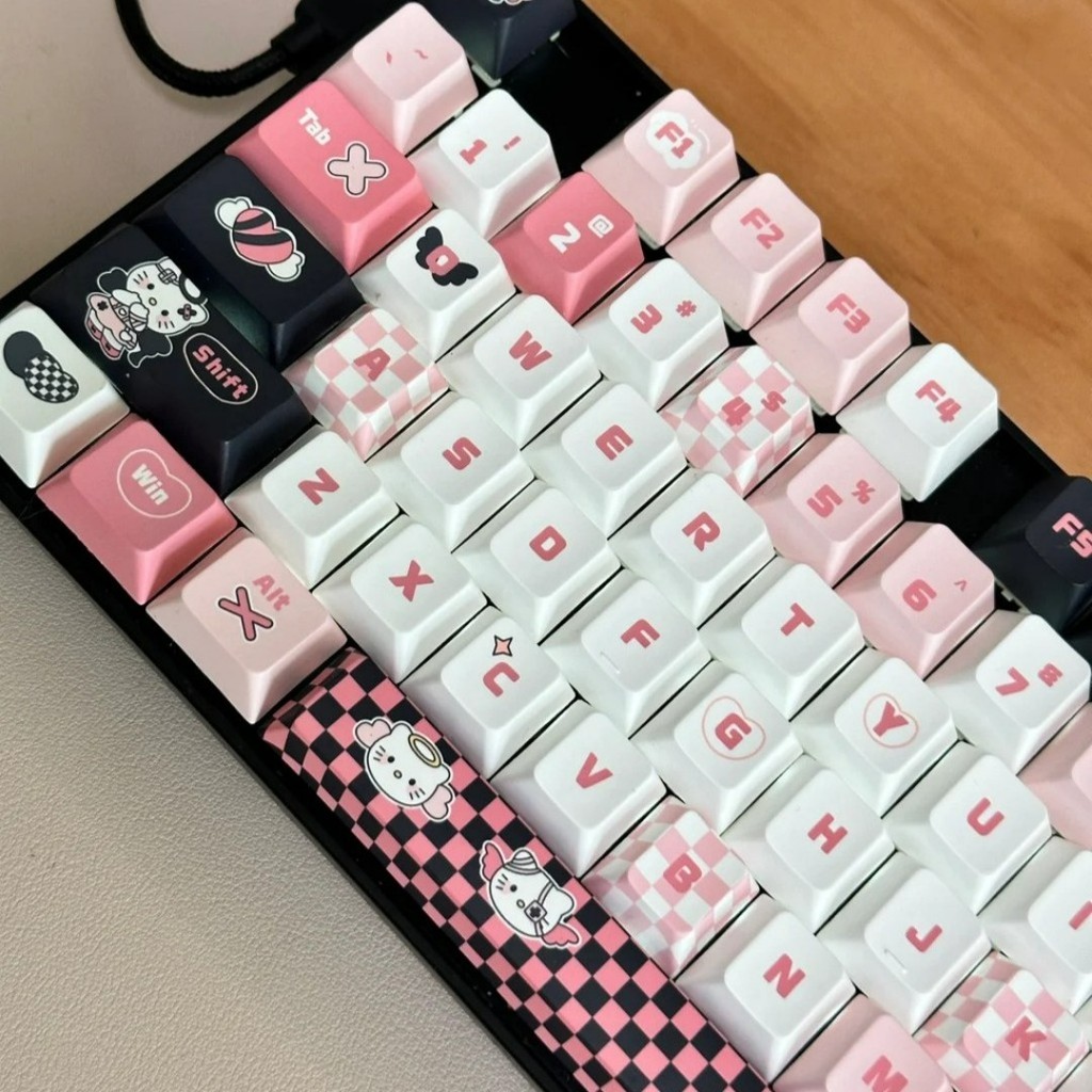 Hello Kitty Pink Keycap Cherry/MOA Profile 130 Keys PBT Five-sided Dye ...