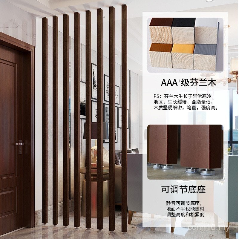 Skrin partition grill ruang tamu jalur kayu padat masuk rumah pintu ...