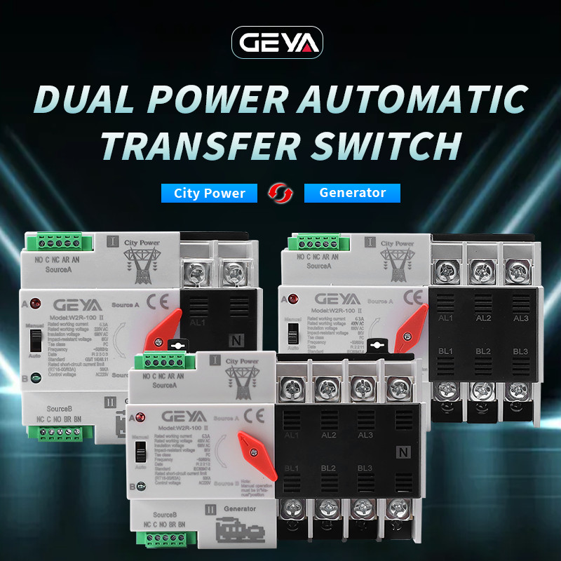 GEYA 2P 3P 4P ATS Dual Power Automatic Transfer Switch Selector ...