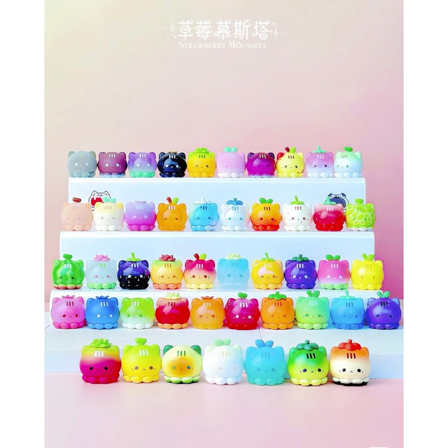 Strawberry Mousseta Octopus Cats Fruit Market Series Mini Beans Pvc ...