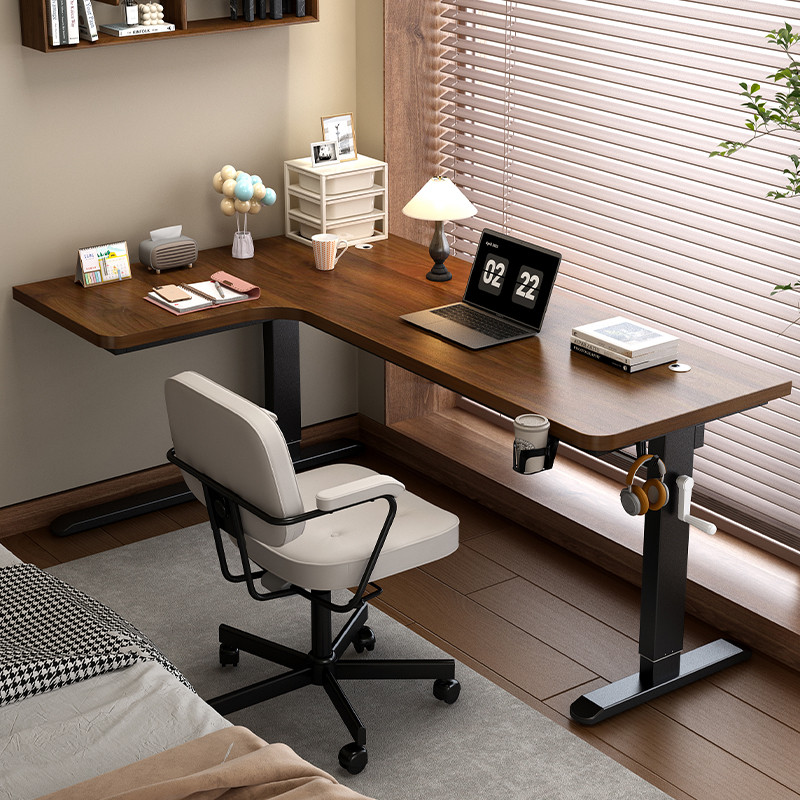 Manual Lift Corner Table Desktop Computer Desk Bedroom Desk Workbench ...