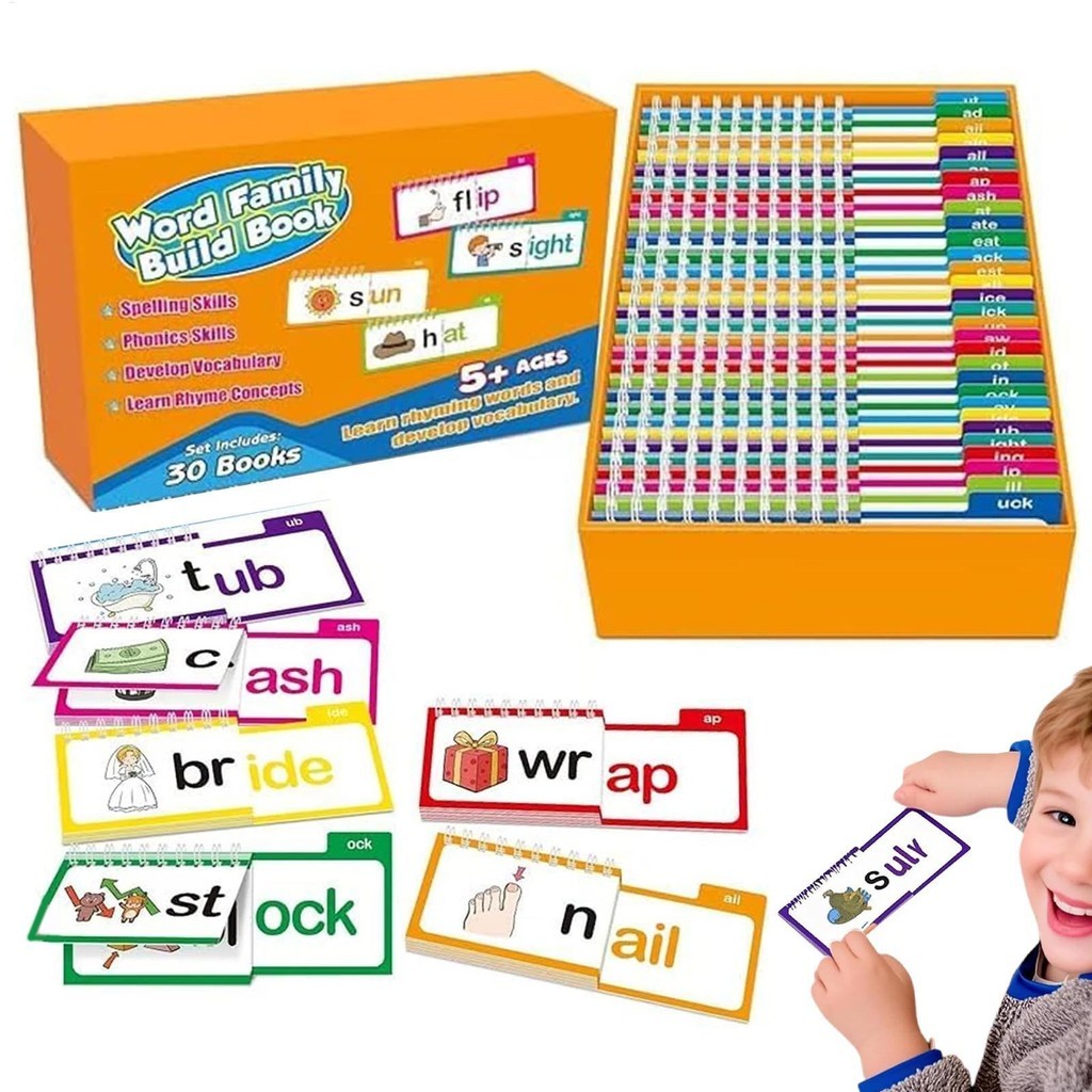 30 Reading Rhyming Flip Books Word Family Building Books Kindergarten ...