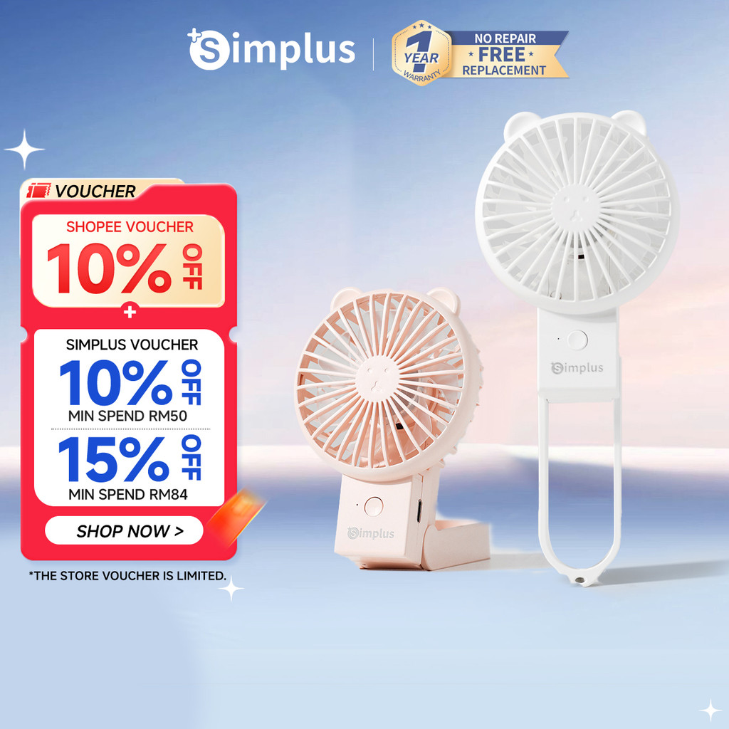 Simplus Handheld Fan Cute Mini Portable Foldable 3 Speed Settings Type ...