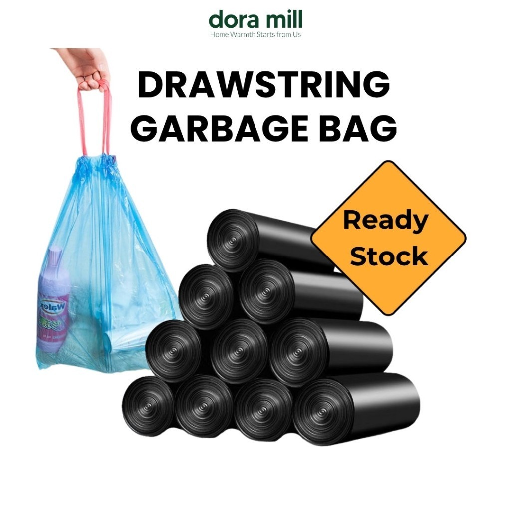 DM Garbage Bag Durable Drawstring Tie-On Thick Convenient Murah Plastik ...