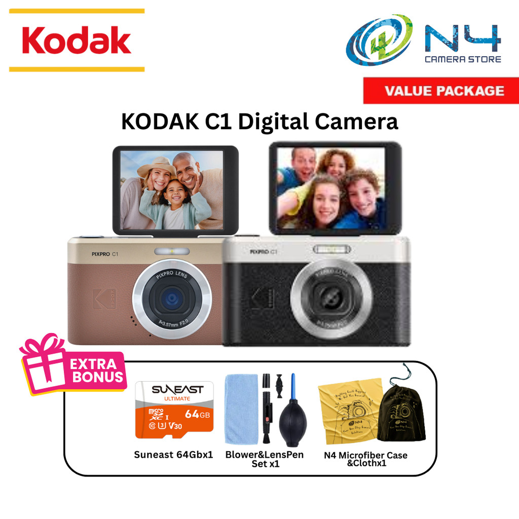 KODAK C1 Digital Camera All-in-one 13MP Sensor, 26mm Fixed Focus Lens ...