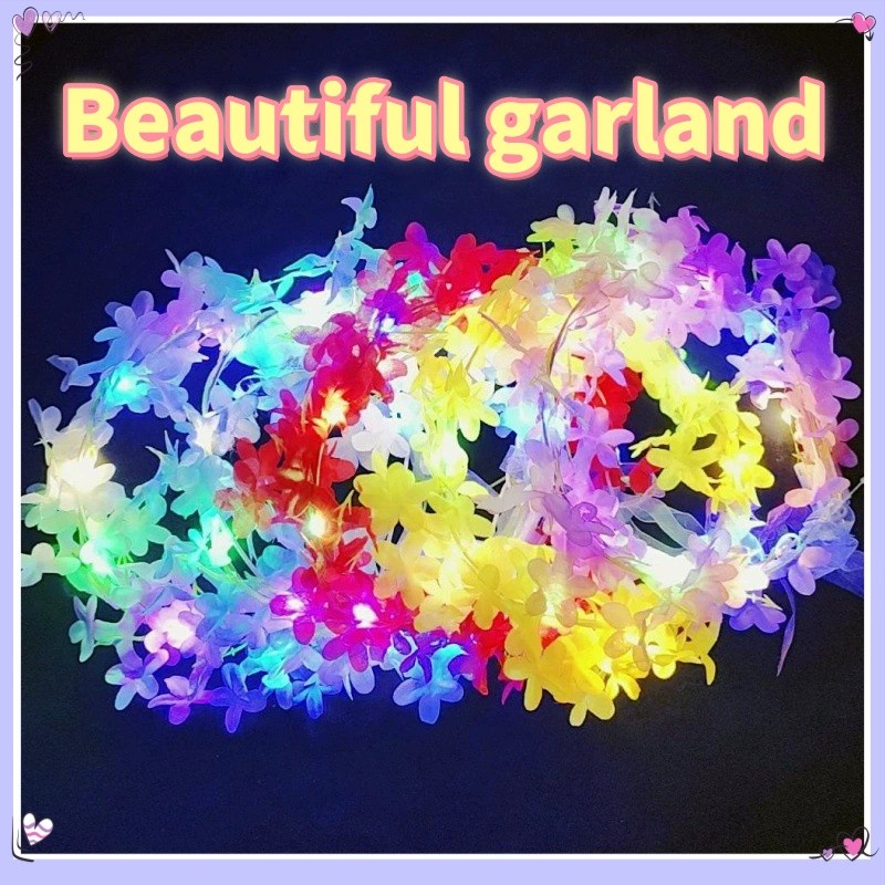 {new}Glow Light Up Simulation Flower Crown LED Wreath Luminous Headband ...