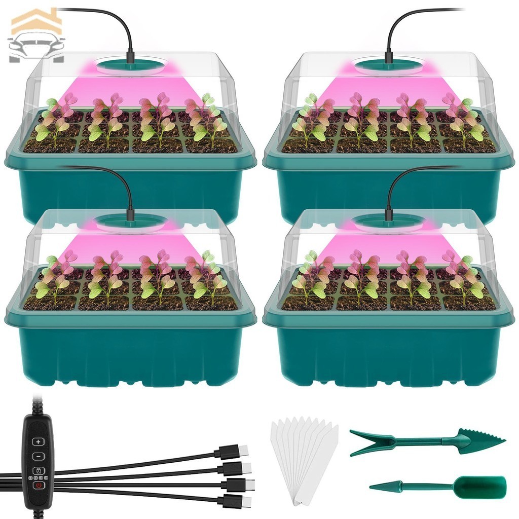 Seed Starter Kit with Lids 4 Pack Seed Trays 3 Light Mode Seed ...