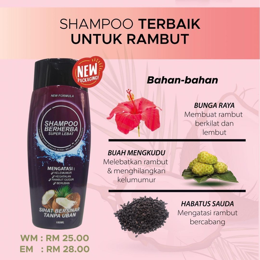 D'HERBS SHAMPOO SUPER LEBAT 180ML (NEW PACK) | Shopee Malaysia