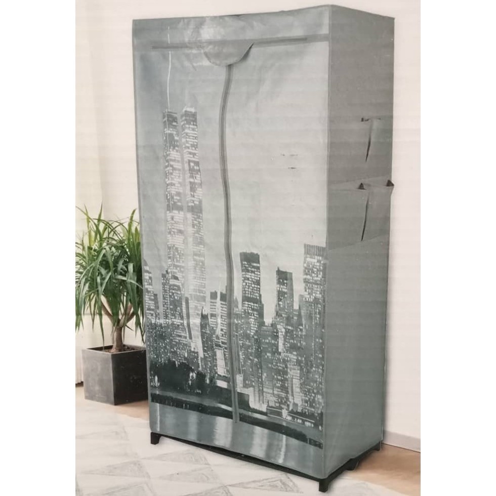 Zipped Wardrobe Self Assembly Non Woven Cloth Curtain Wardrobe Fabric ...