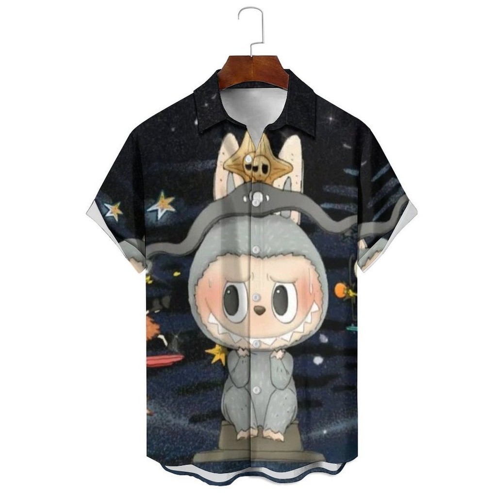 Labubu Jeans Fritz New Cute Cartoon Hawaiian Shirts Cute Cartoon Tops ...