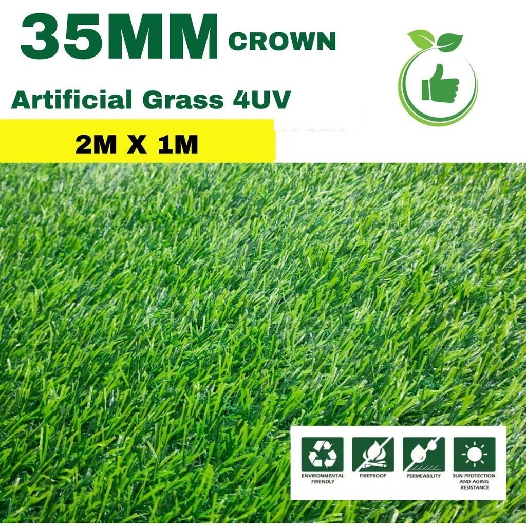 【2M Lebar X 1M Panjang】35MM Rumput Tiruan Hijau Asli Rumput Sintetik ...