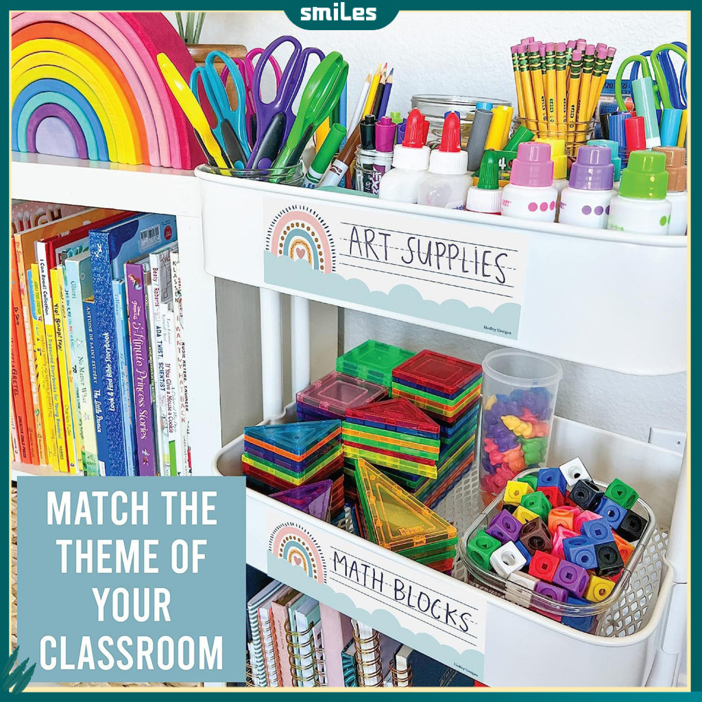 smiles| Decorative Desk Name Tags Classroom Desk Name Tags Boho Rainbow ...