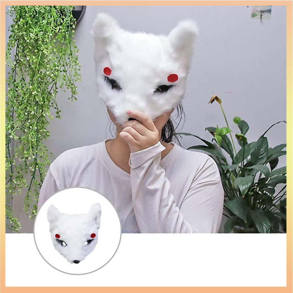 Fox Masks Half Face Furry Mask Cosplay Cat Animal Costume Kabuki ...