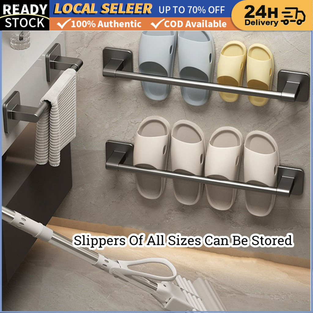 Nail Free Shoe Rack Aluminium Bathroom Slipper Rack Wall Hanging Toilet ...