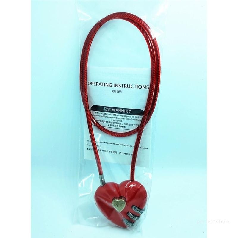 perfect Metal Heart Shaped Padlock Locks Password Padlock Long Wire ...
