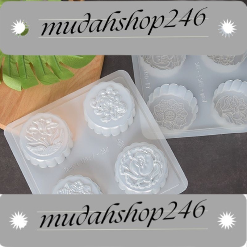 M1037 Malaysia stock Floral Butterfly Flower Mooncake 月饼果冻布丁模具 PP 4 ...