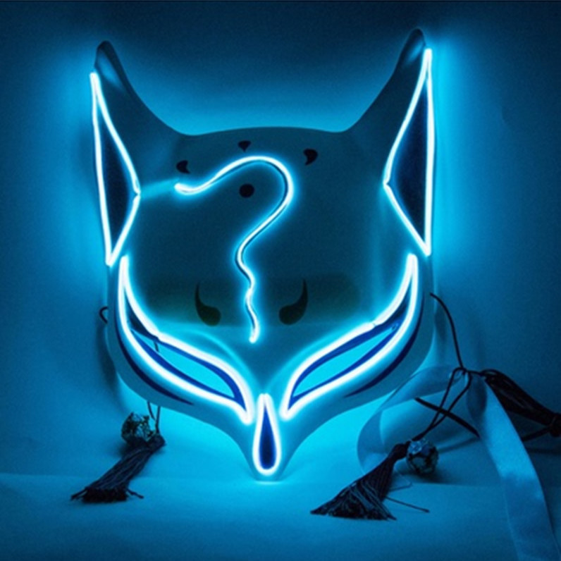 Halloween cos Li Renchou light mask light luminous fox mask cyberpunk ...