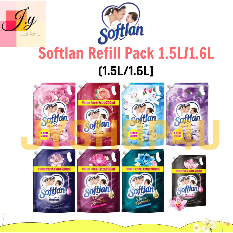 READY STOCK!!!SOFTLAN FABRIC SOFTENER 1.5L/1.6L REFILL Value Pack 1 Box ...
