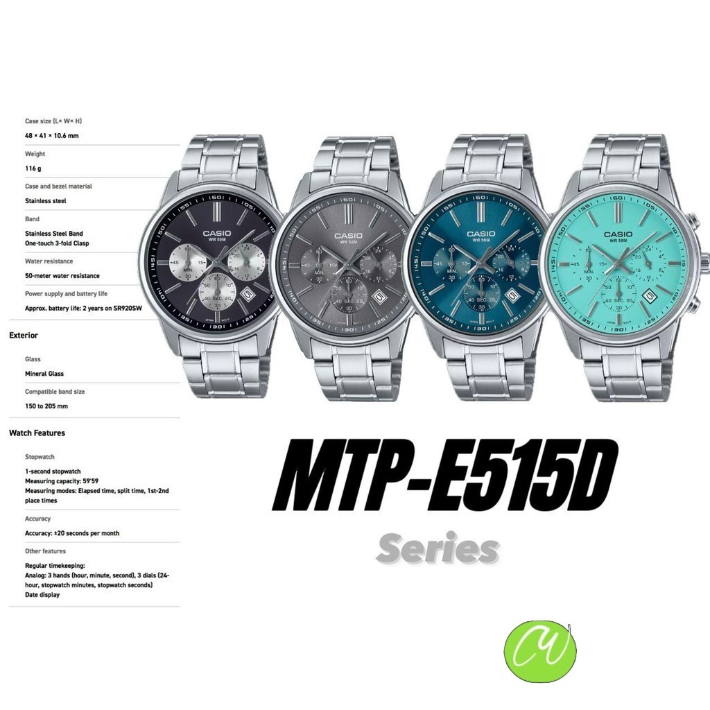 [ CASIO MTP-E515D SERIES ] ANALOG TIMEPIECE WITH THE SPORTY CHRONOGRAPH WATCH | Shopee Malaysia