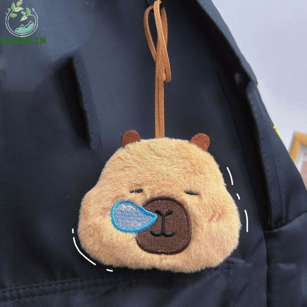 SHANLIN Capybara Plush Keychain, Squinting Blinking Capybara Key Ring ...