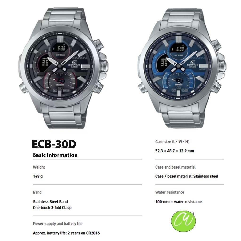 [CASIO EDIFICE ECB-30 ] SMARTPHONE LINK MEN WRISTWATCH ECB-30D SERIES / ECB-30D-1A / ECB-30B-2A ...